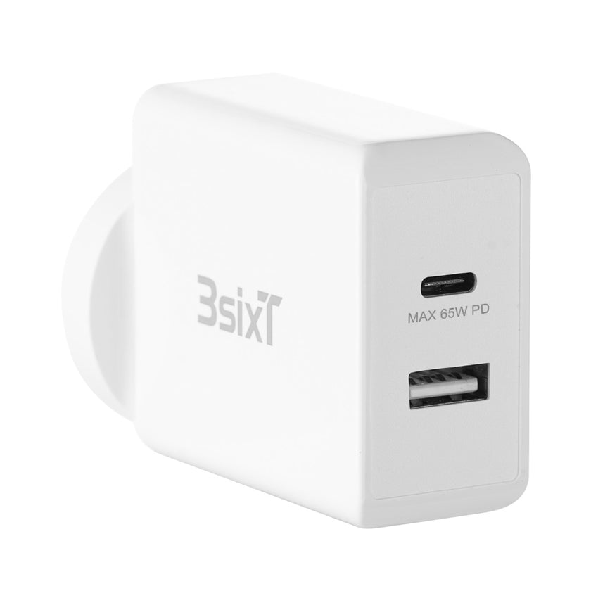 3sixT ANZ 65W USB-C PD + 2.4A Wall Charger - White– 3sixT Gear